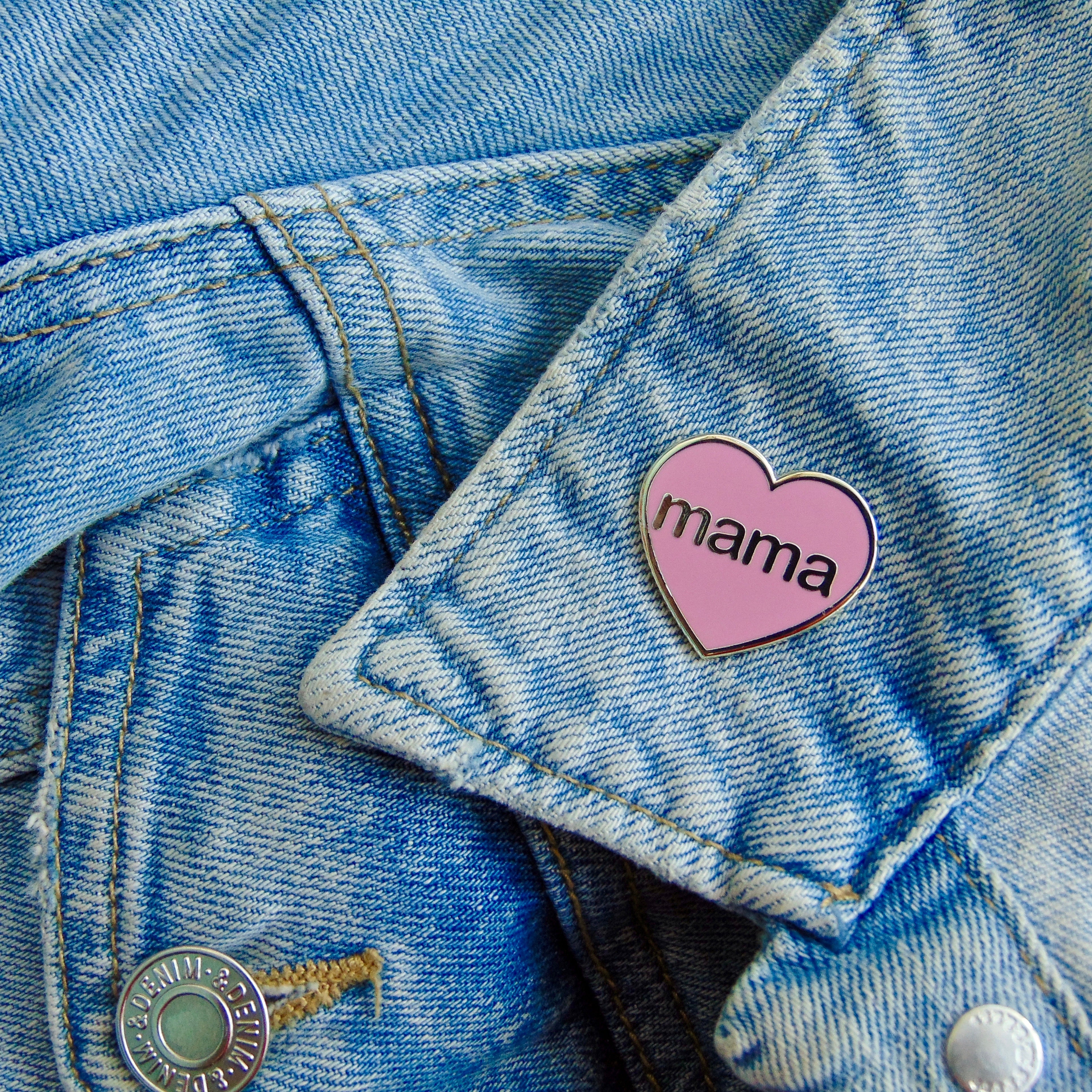 Mama Pin Badge - Pink and Silver – HexNex Jewellery