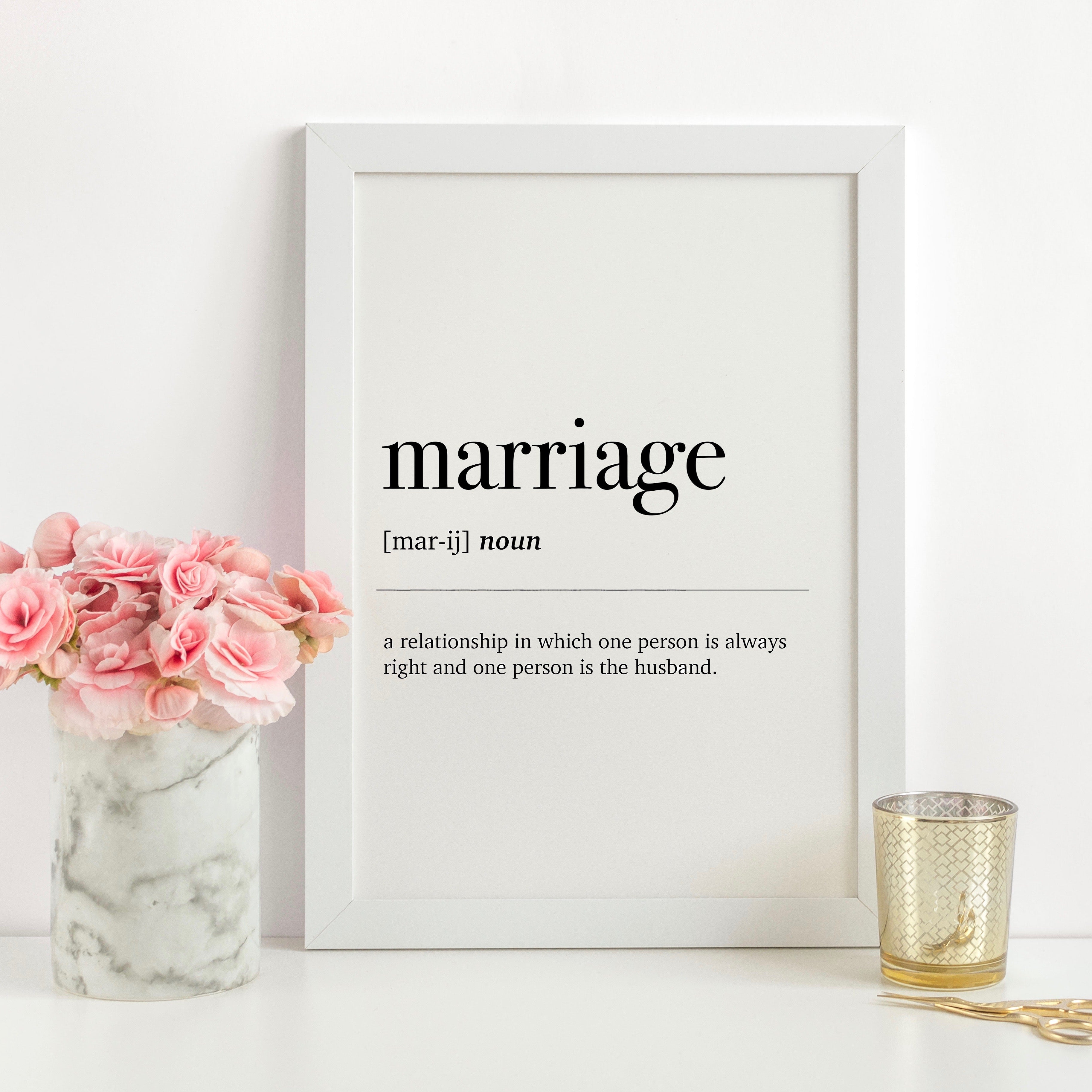 Marriage Dictionary Definition A4 Print – HexNex Jewellery